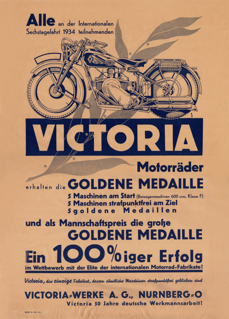 Victoria – Motorrad „Sechs-Tage-Fahrt 1934“ – ein einmaliges Plakat ...